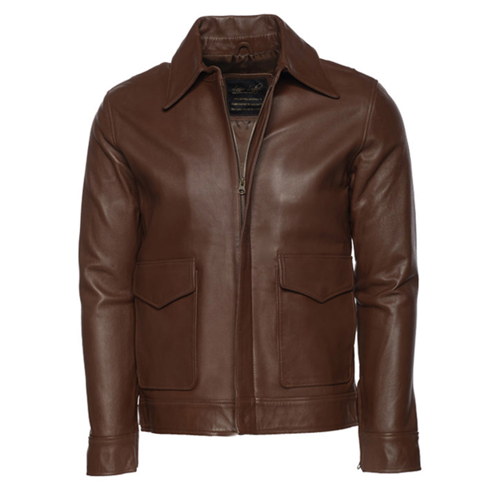 Bomber Leather Jacket with Spread Collars, Biker Jacket – Lusso Leather