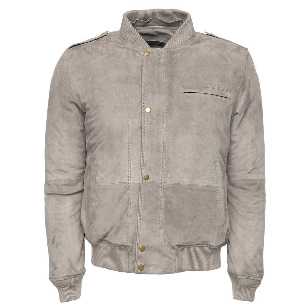 Holden Ash Grey Suede Bomber Jacket – Lusso Leather
