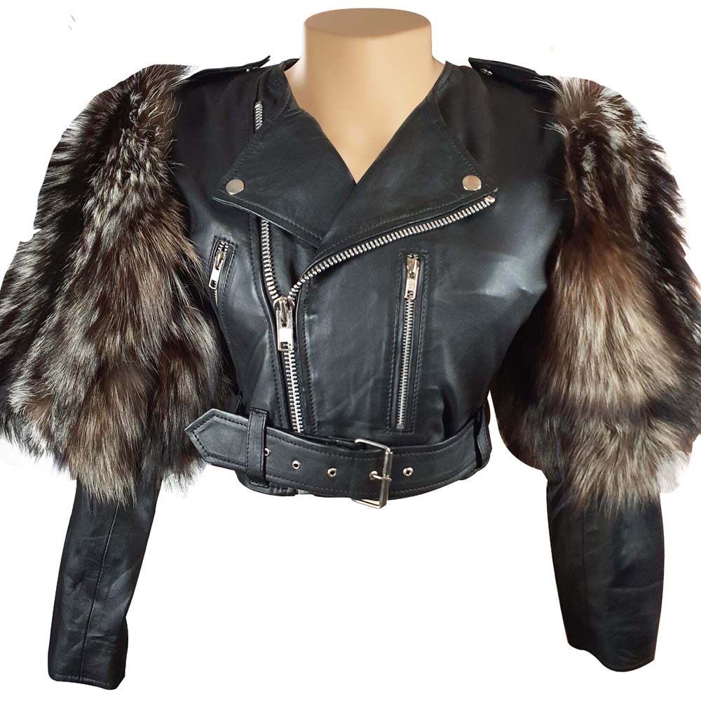Jasmine Becker’s Cropped Leather Jacket With Belted Waist and Real Fox ...